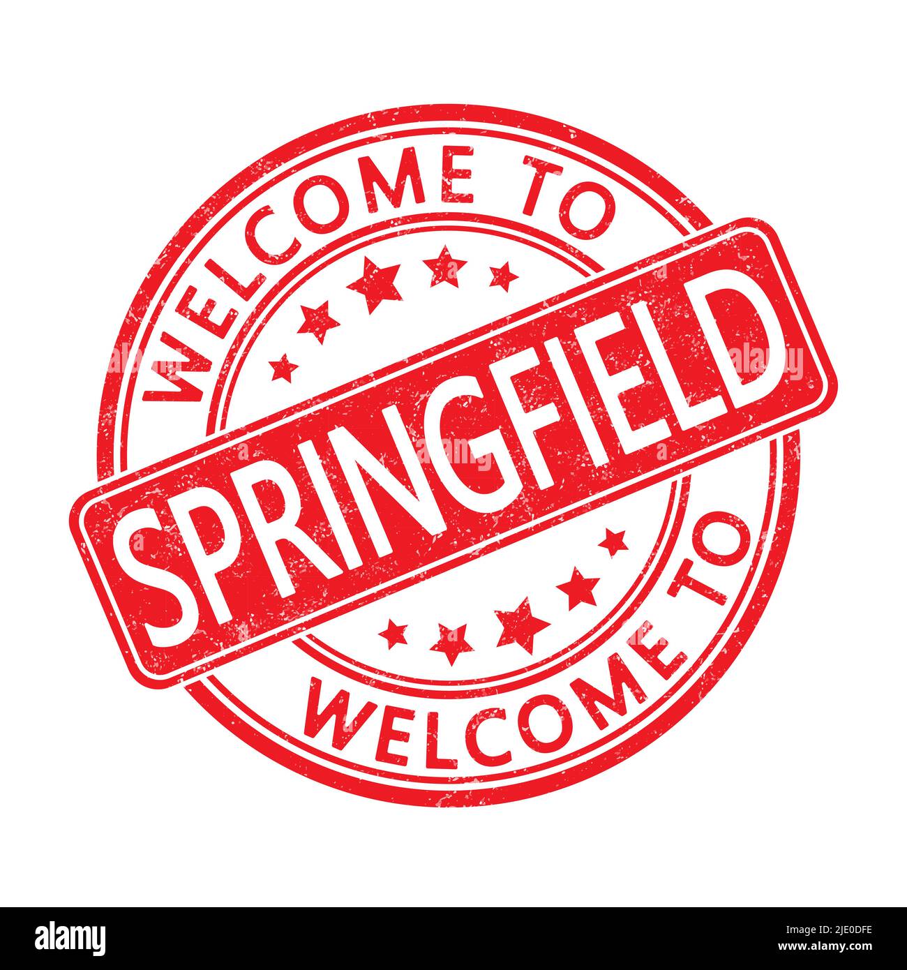 Welcome to Springfield. Impression of a round stamp with a scuff. Flat ...