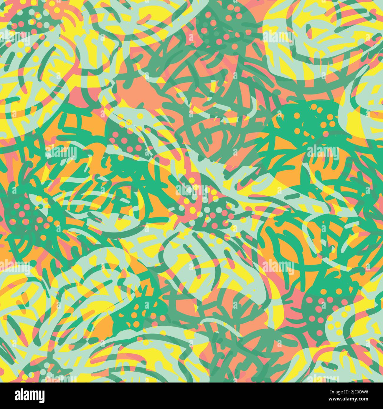 Abstract rainforest wildflower blossom seamless vector texture ...