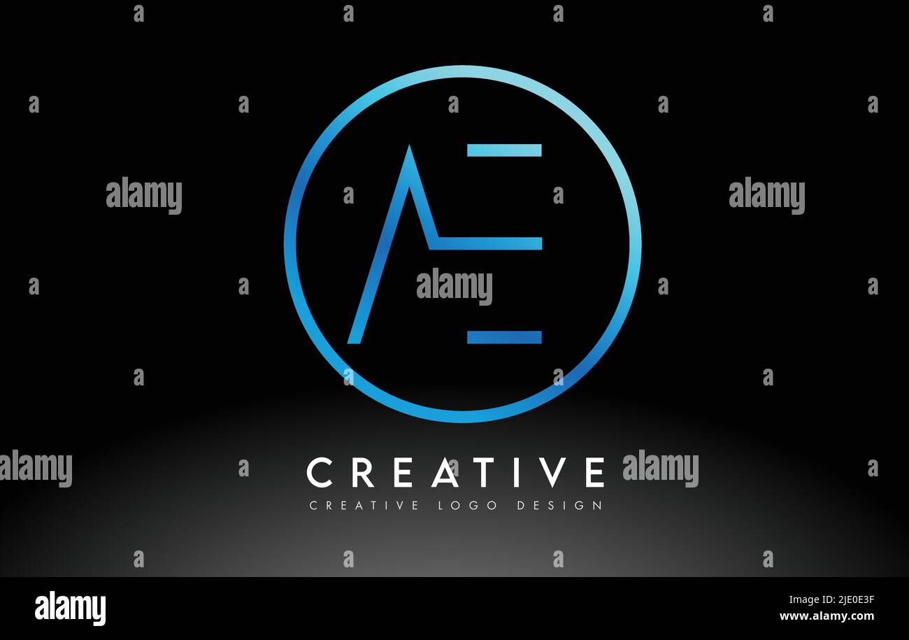 Neon Blue AE Letters Logo Design Slim. Simple and Creative Clean Letter Concept Illustration ...