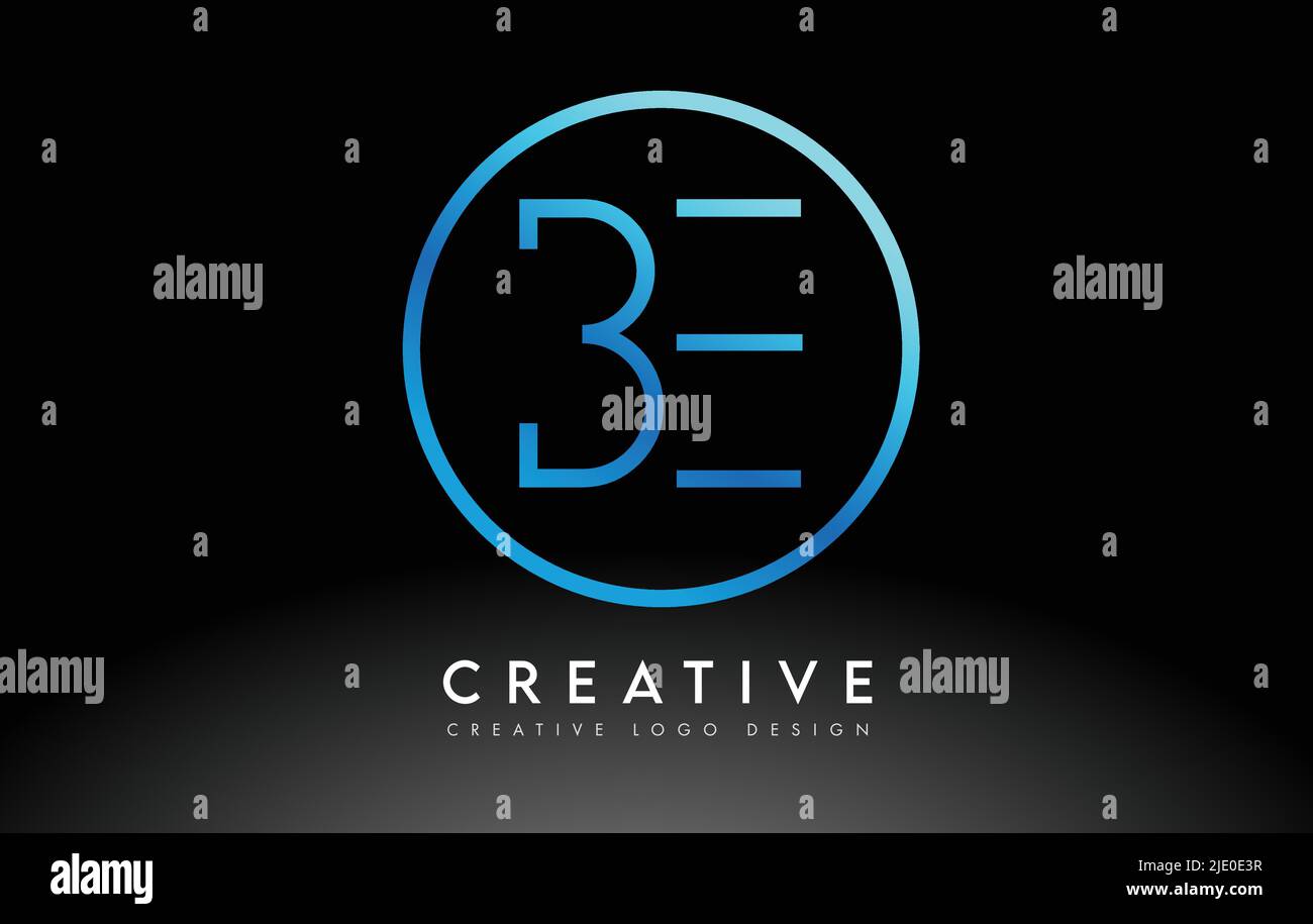 Neon Blue BE Letters Logo Design Slim. Simple and Creative Clean Letter ...