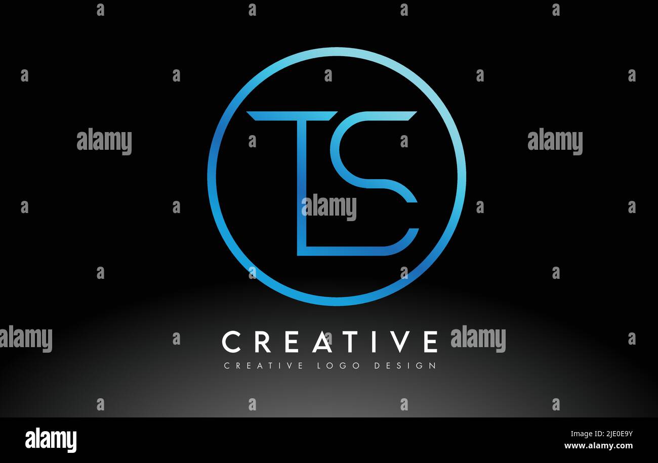 Neon Blue TS Letters Logo Design Slim. Simple and Creative Clean Letter ...