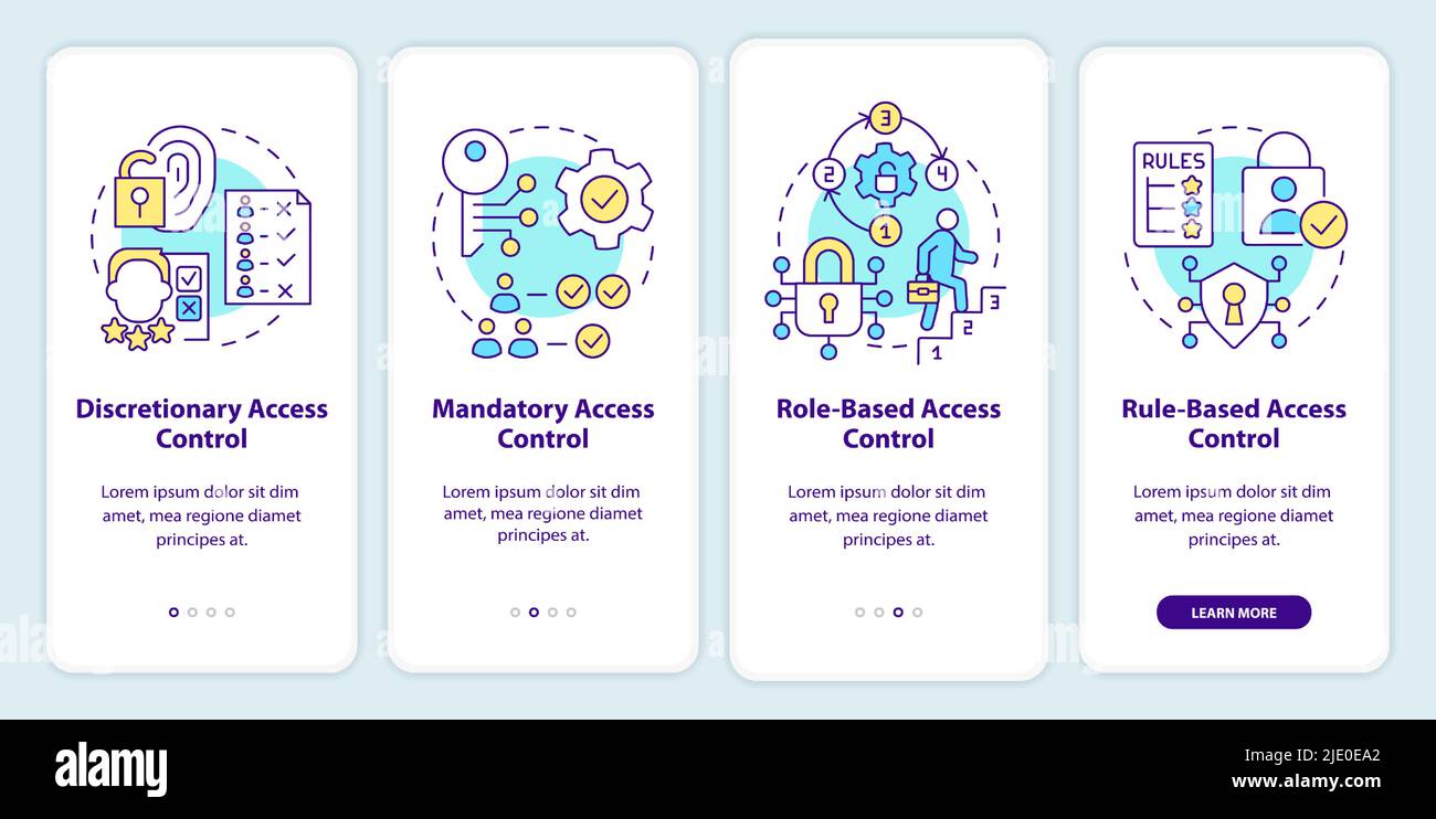 Types of access control onboarding mobile app screen Stock Vector Image ... Types of access control onboarding mobile app screen Stock Vector Image ...