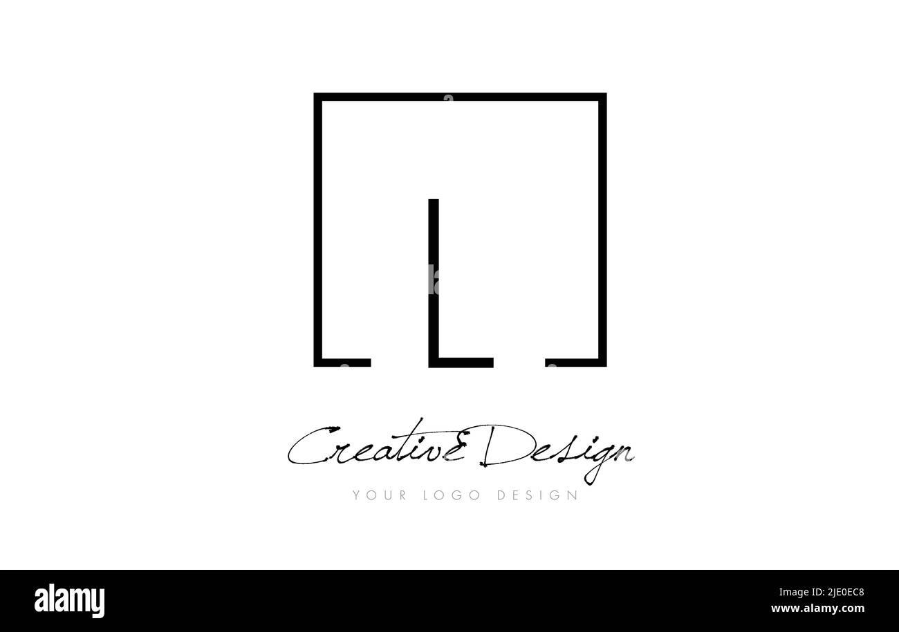 L Square Framed Letter Logo Design Vector with Black and White Colors ...