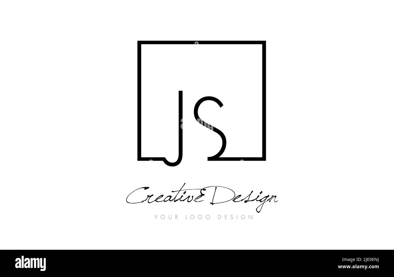 JS Square Framed Letter Logo Design Vector with Black and White Colors ...