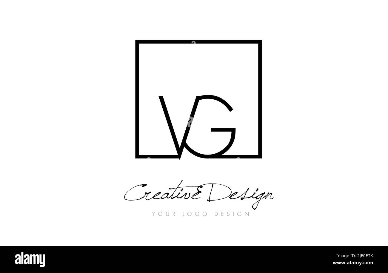 VG Square Framed Letter Logo Design Vector with Black and White Colors ...