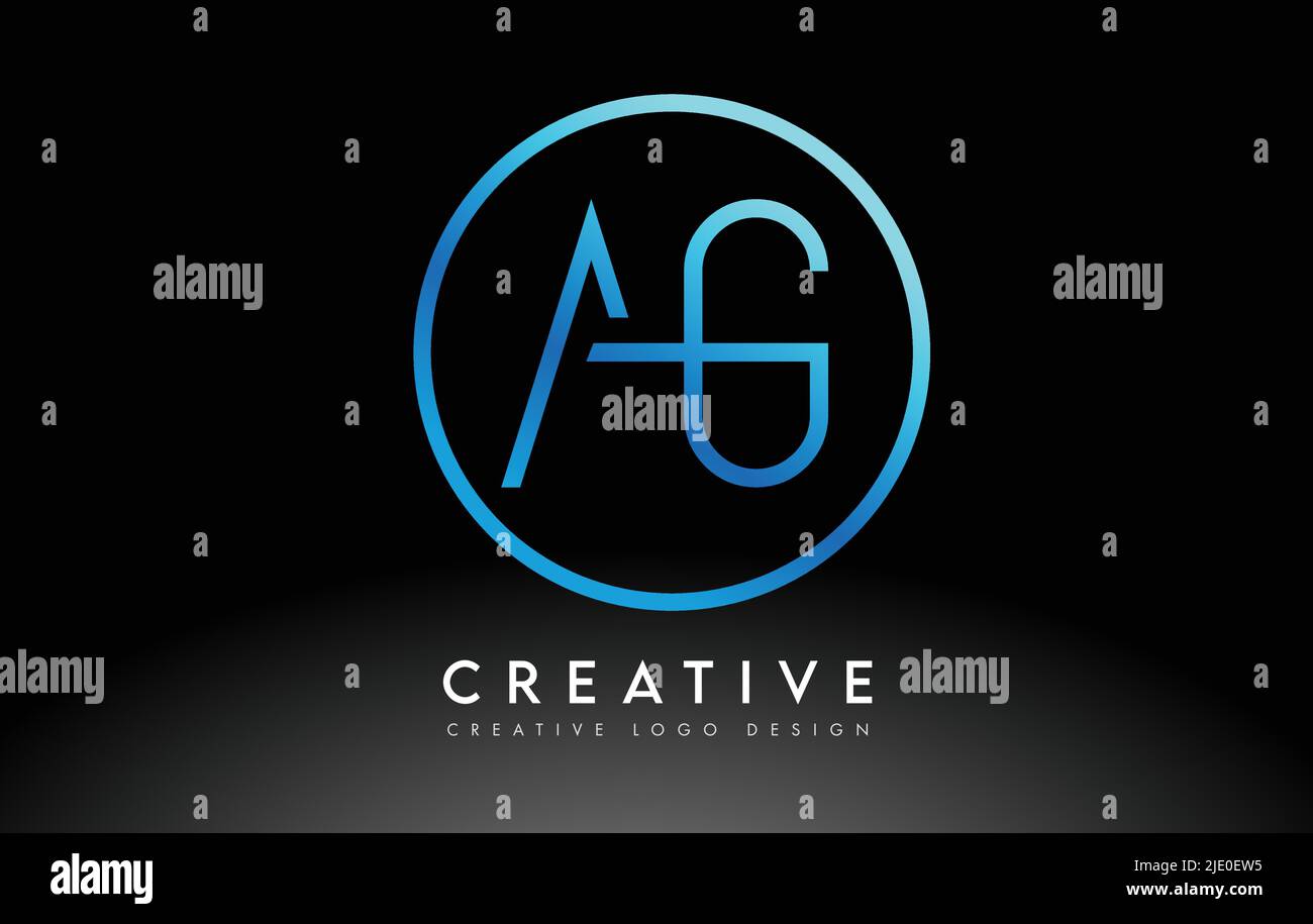 Neon Blue AG Letters Logo Design Slim. Simple and Creative Clean Letter ...