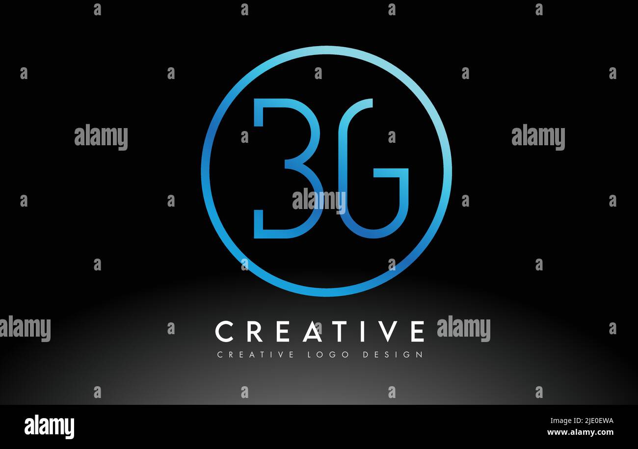 Neon Blue BG Letters Logo Design Slim. Simple and Creative Clean Letter ...