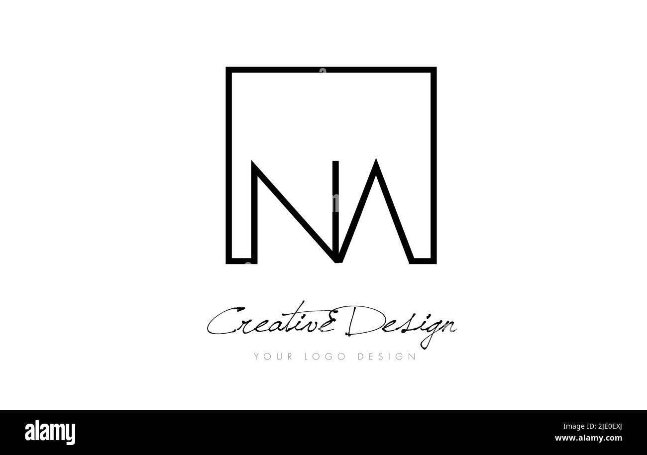 NA Square Framed Letter Logo Design Vector with Black and White Colors ...