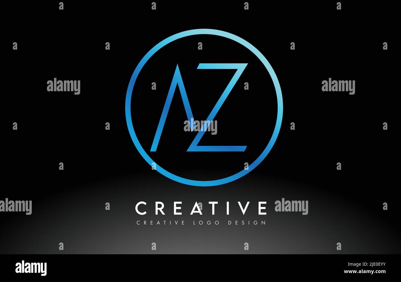 Neon Blue AZ Letters Logo Design Slim. Simple and Creative Clean Letter ...
