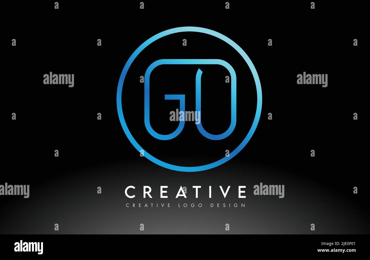 Neon Blue GO Letters Logo Design Slim. Simple and Creative Clean Letter ...
