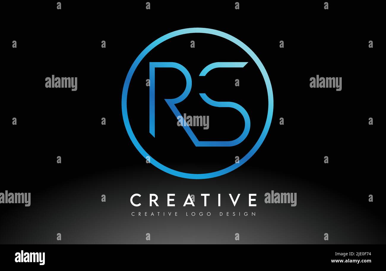 Neon Blue RS Letters Logo Design Slim. Simple and Creative Clean Letter ...