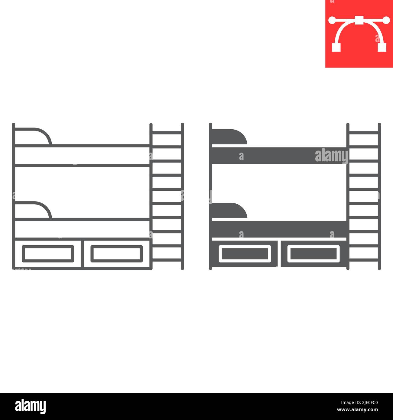 Bunk bed line and glyph icon, furniture and interior, bunk bed vector ...