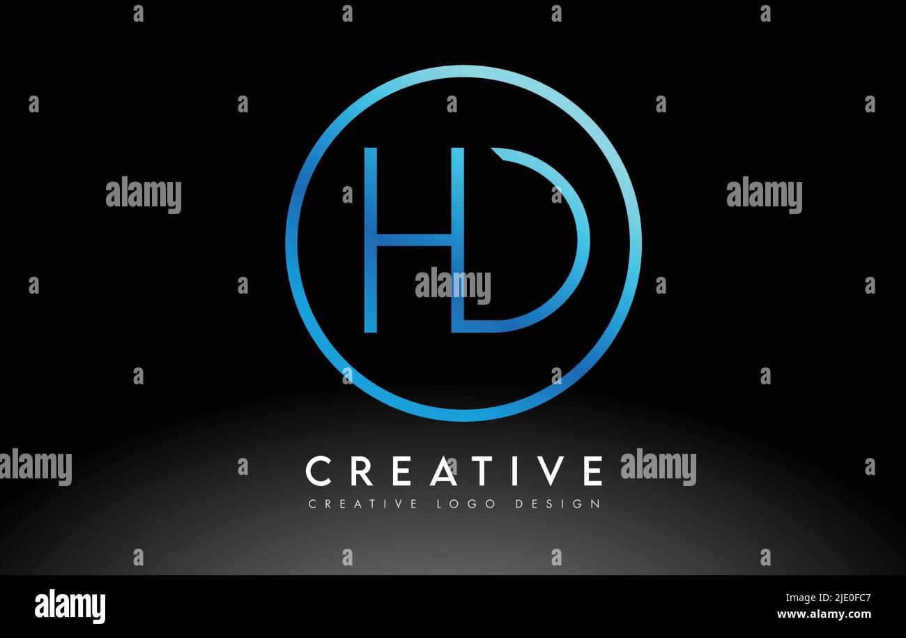Neon Blue HD Letters Logo Design Slim. Simple and Creative Clean Letter ...