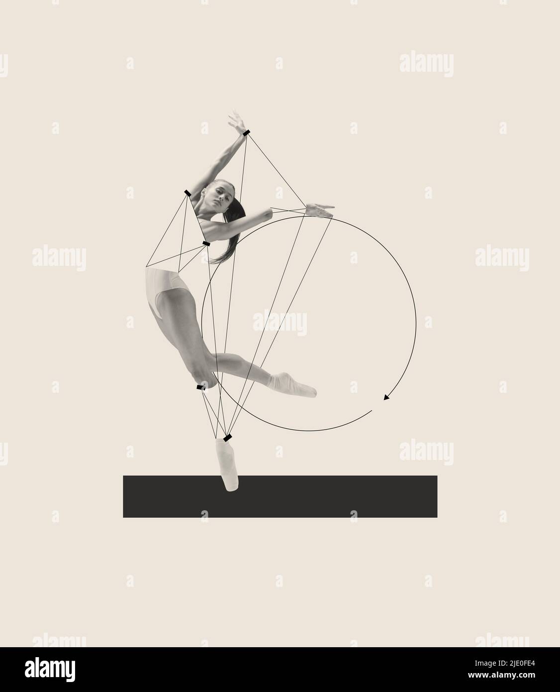 Contemporary art collage with young ballerina dancing, performing ...