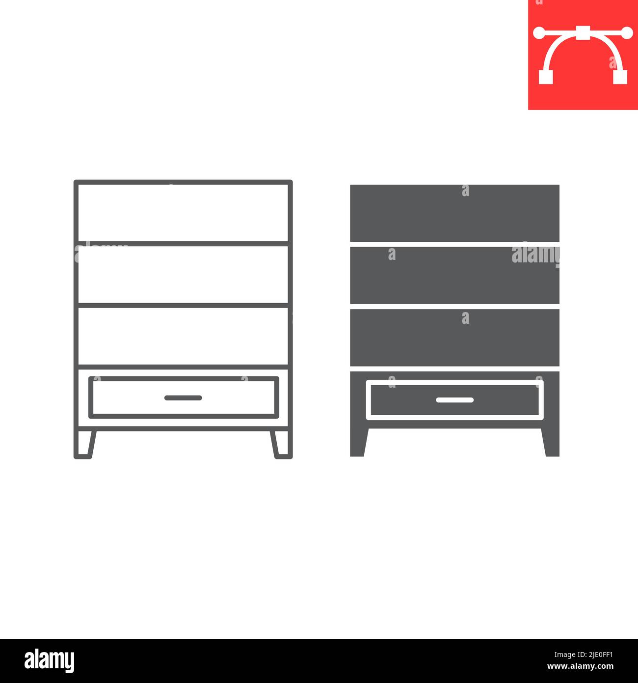 Cupboard line and glyph icon, furniture and interior, cupboard vector ...