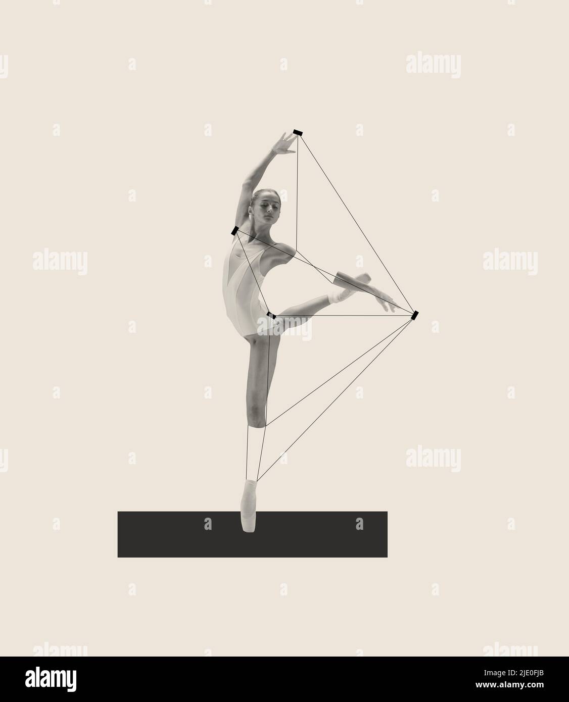 Contemporary art collage with tender young ballerina performing ...