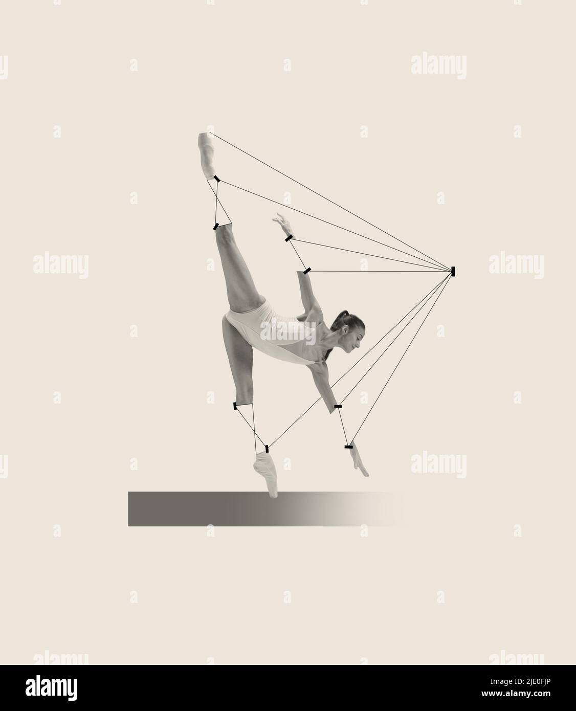 Contemporary art collage with tender young woman, ballerina dancing ...