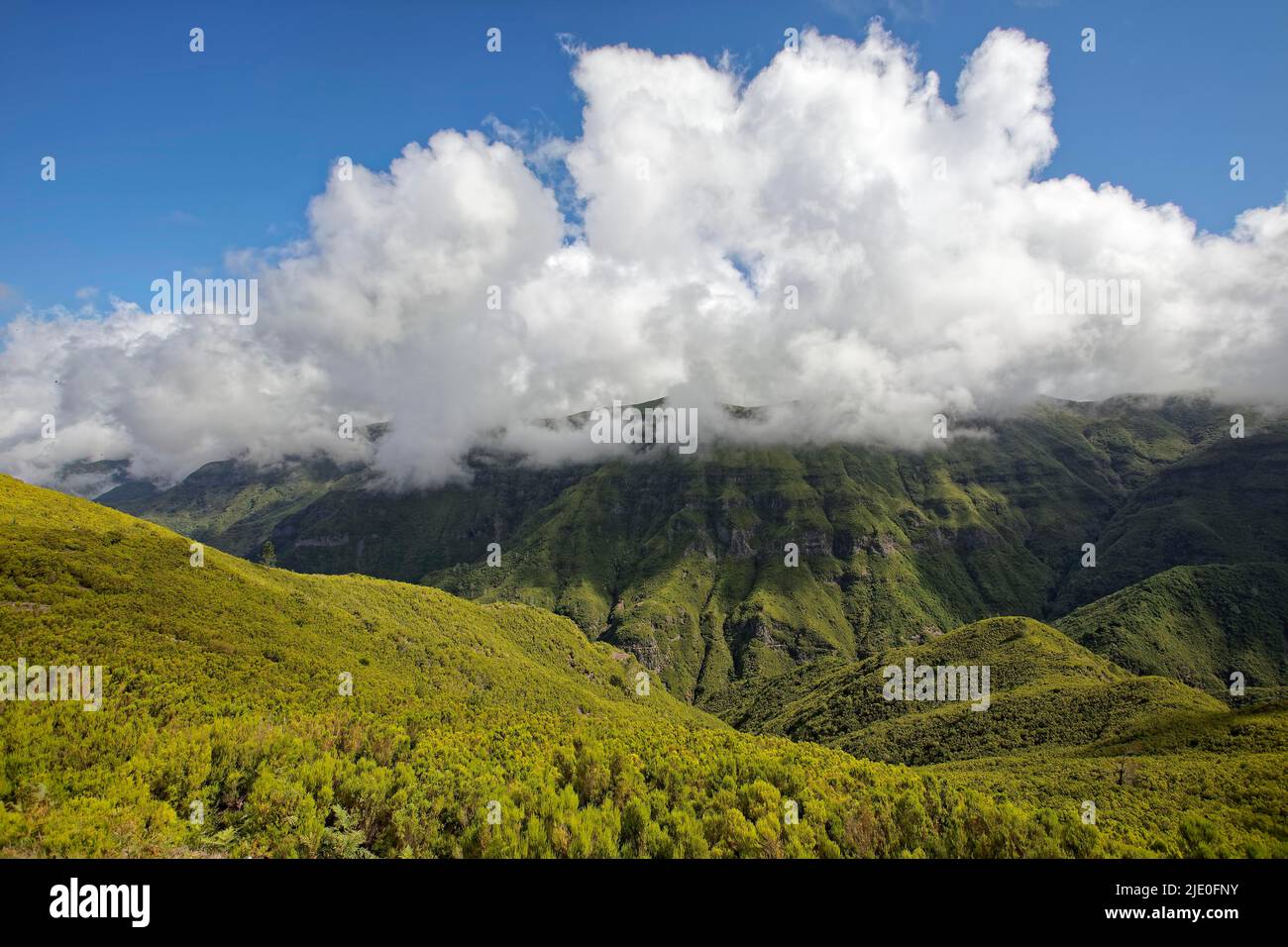 Trade wind clouds drift over the central high plateau Paul da Sierra ...