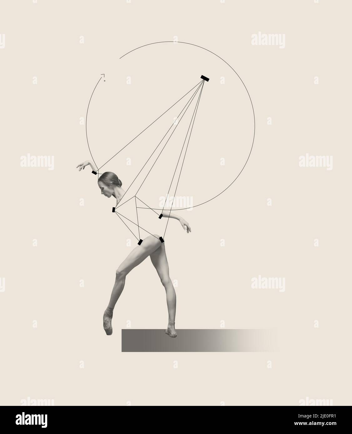 Contemporary art collage with professional ballerina dancing ...