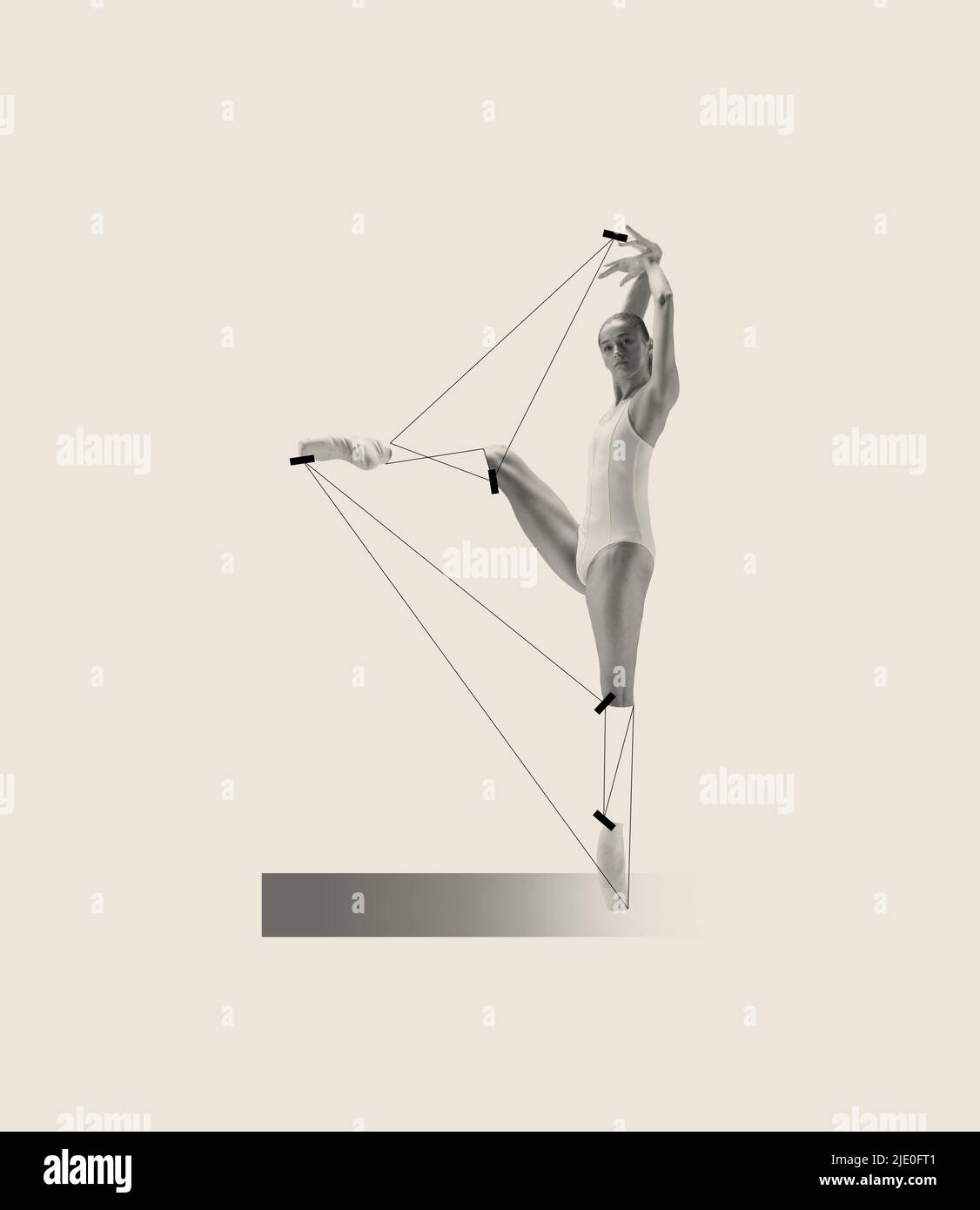 Contemporary art collage with professional ballerina dancing isolated ...