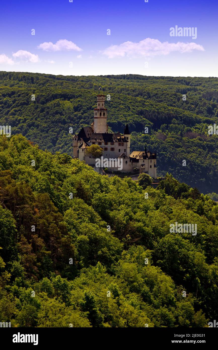 Marksburg, the only medieval hilltop castle on the Middle Rhine that ...