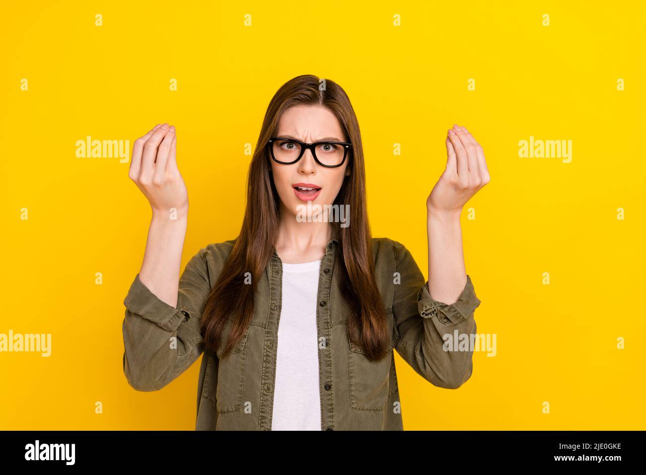 Portrait of attractive stressed depressed business lady scolding her ...