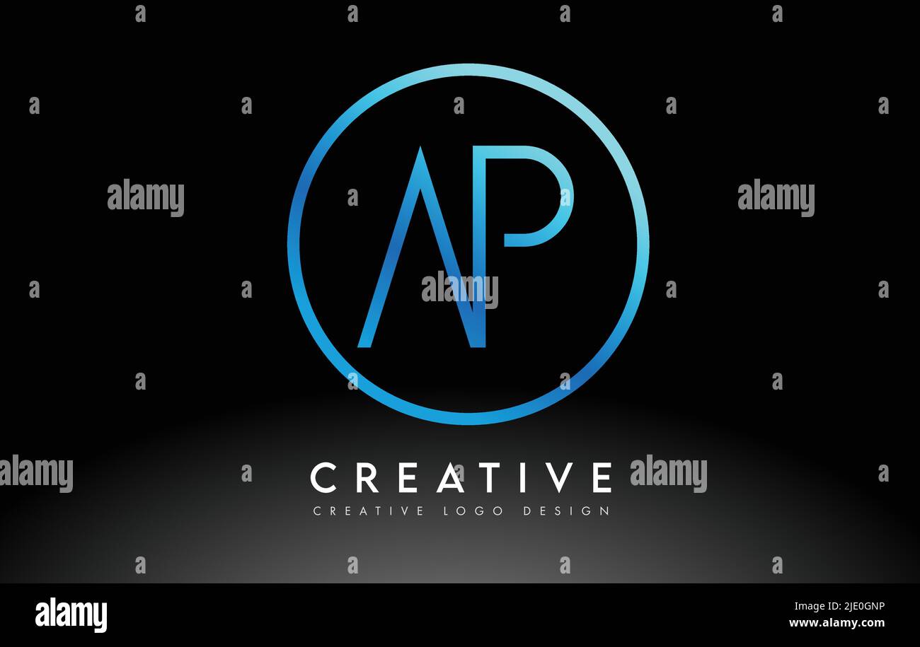 Neon Blue AP Letters Logo Design Slim. Simple and Creative Clean Letter ...