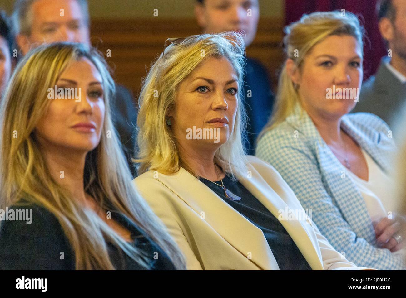 Kelly Pfaff pictured during the ceremony of the presentation of Beveren ...