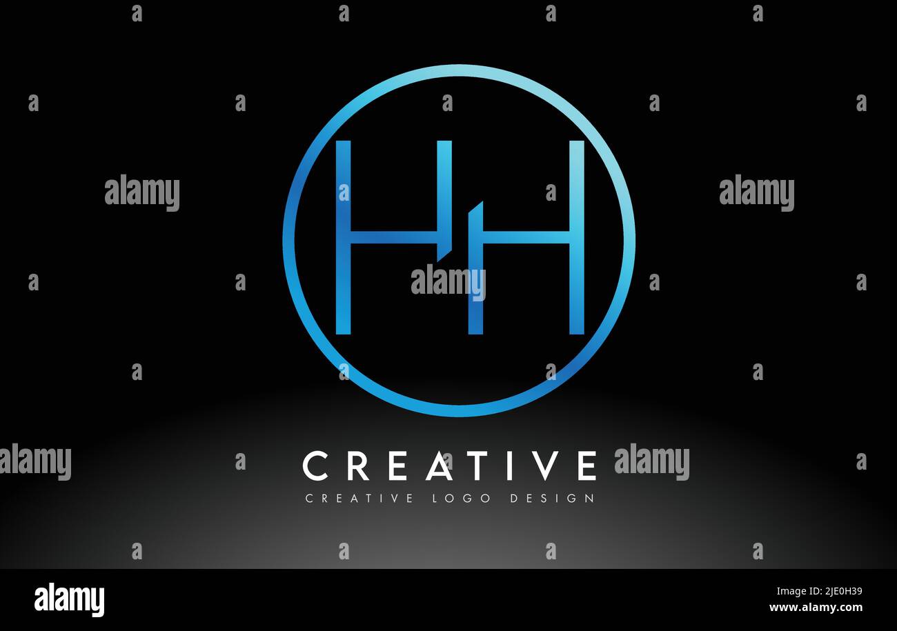 Neon Blue HH Letters Logo Design Slim. Simple and Creative Clean Letter ...