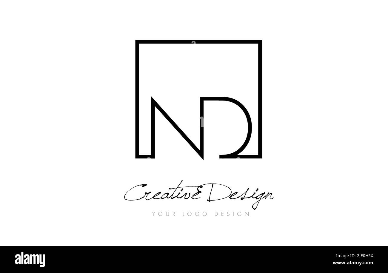 ND Square Framed Letter Logo Design Vector with Black and White Colors ...