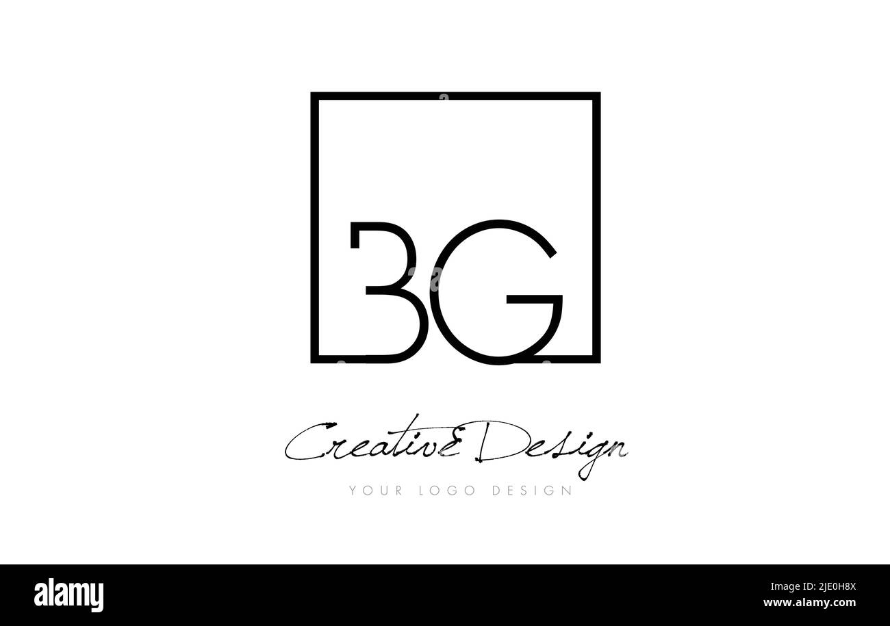 BG Square Framed Letter Logo Design Vector with Black and White Colors ...