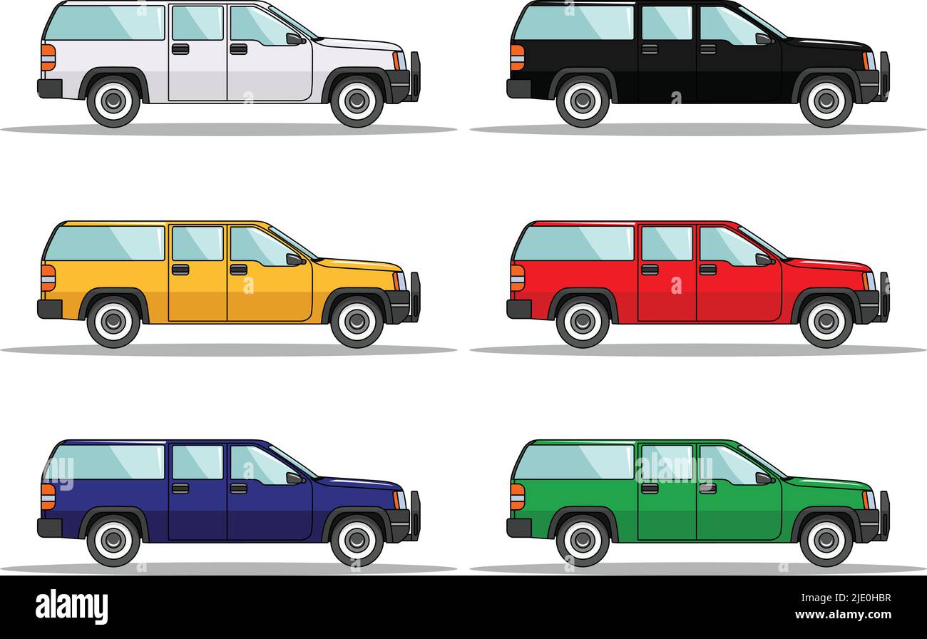 Detailed illustration of six colored cars in a flat style Stock Vector ...