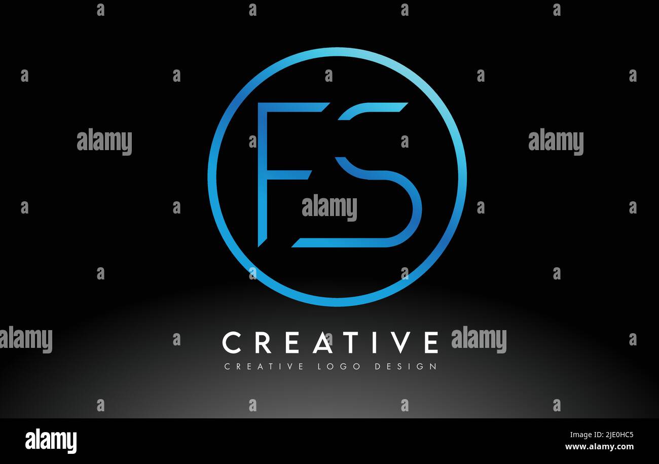 Neon Blue FS Letters Logo Design Slim. Simple and Creative Clean Letter ...