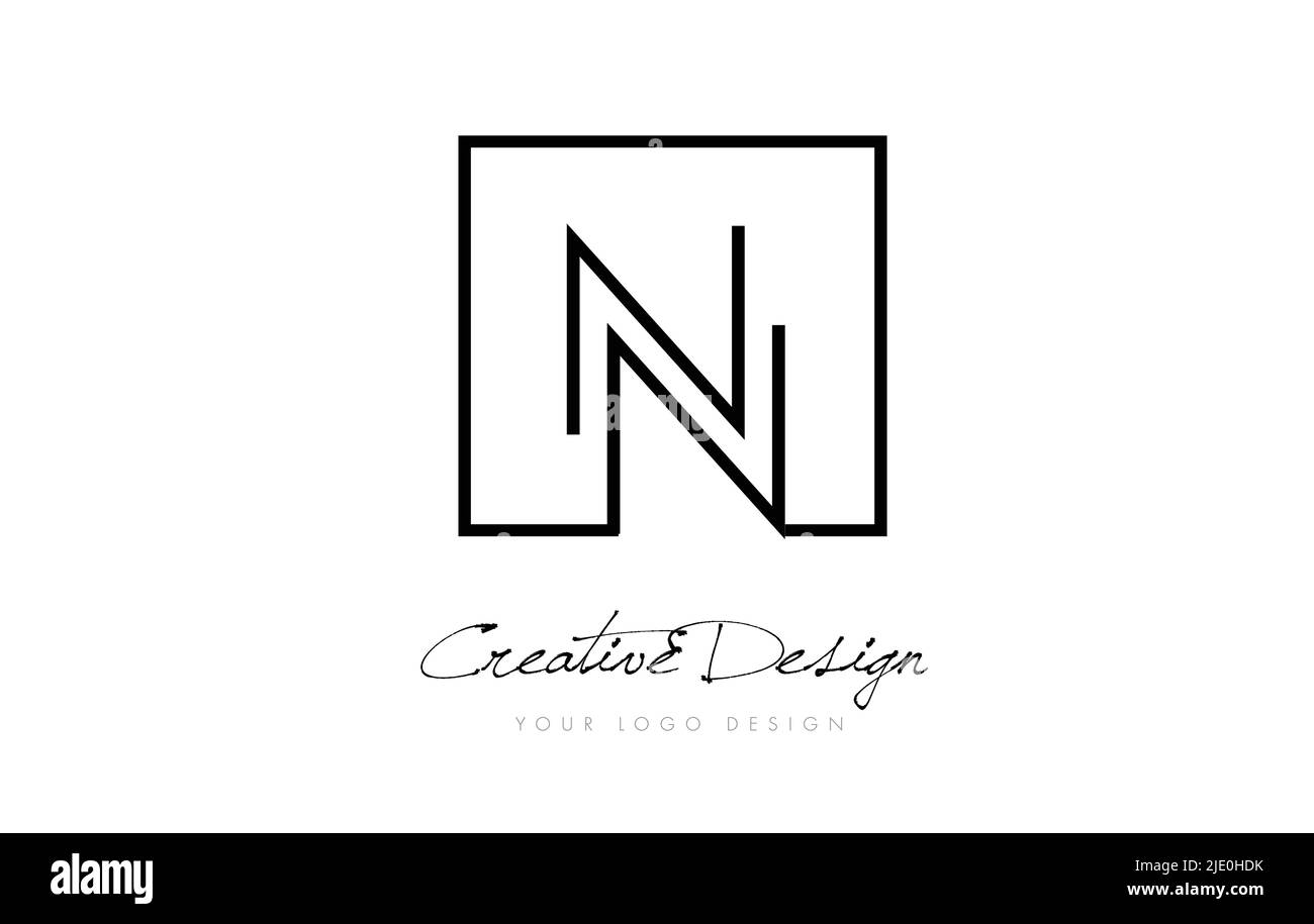 NN Square Framed Letter Logo Design Vector with Black and White Colors ...