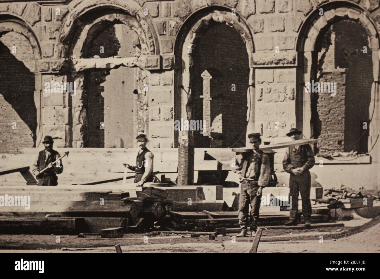 Vintage photograph of widespread destruction after a devastating and ...