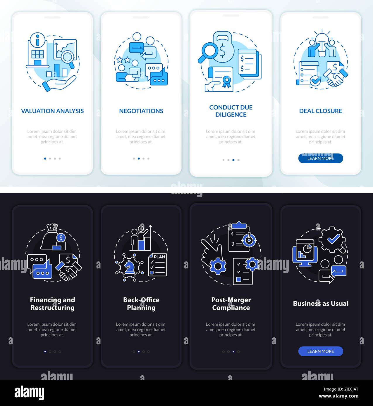 Stages of merger night and day mode onboarding mobile app screen Stock Vector Image & Art - Alamy