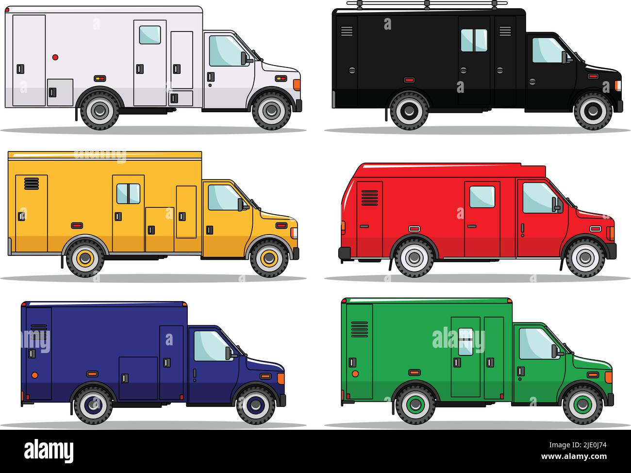 Detailed illustration of six colored cars in a flat style Stock Vector ...