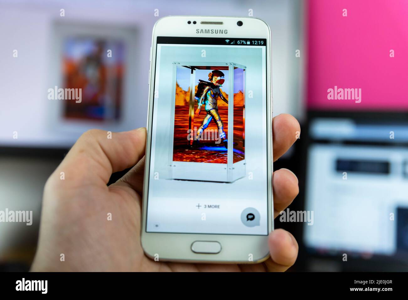 Belgrade, Serbia - Jun 23, 2022: Beeple, Human One NFT art sold for 29. ...