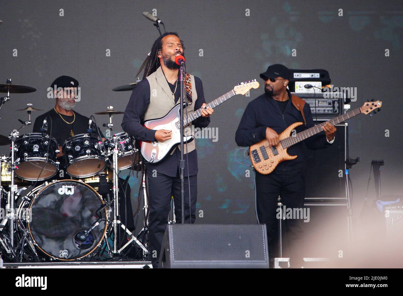 Ziggy Marley on the Pyramid stage during the Glastonbury Festival at ...