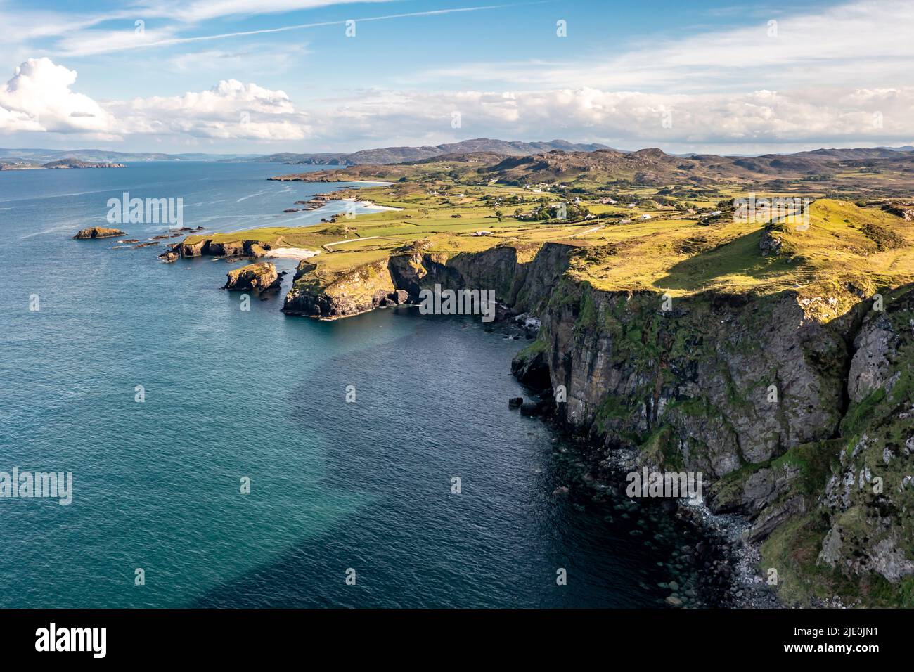 Aerial view of the Great Pollet Sea Arch, Fanad Peninsula, County ...