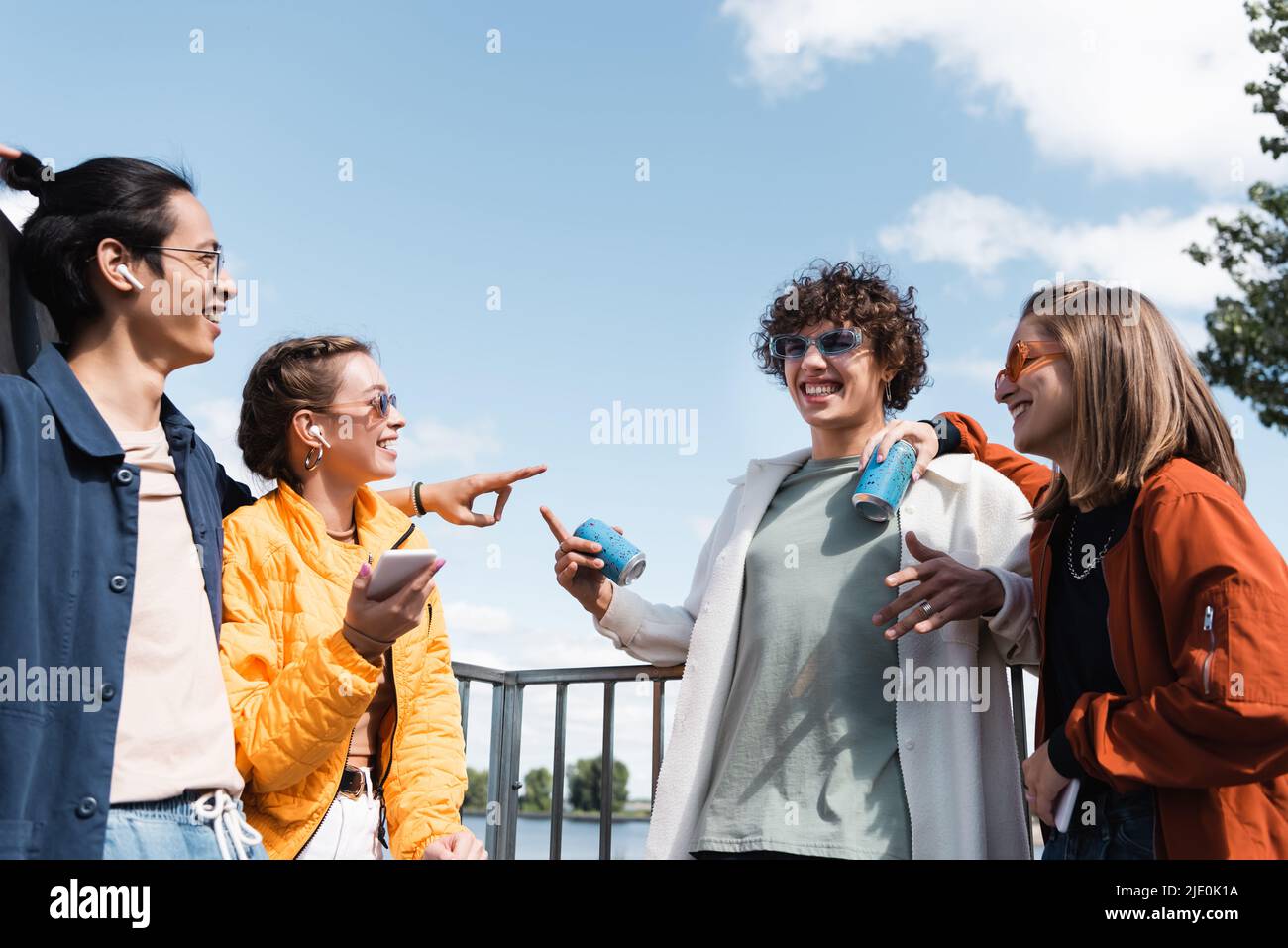 Women pointing each other hi-res stock photography and images - Alamy