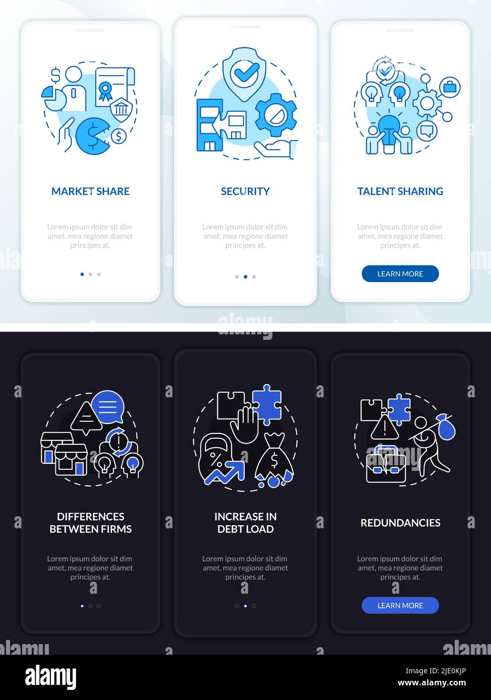 Merger objectives night and day mode onboarding mobile app screen Stock Vector Image & Art - Alamy
