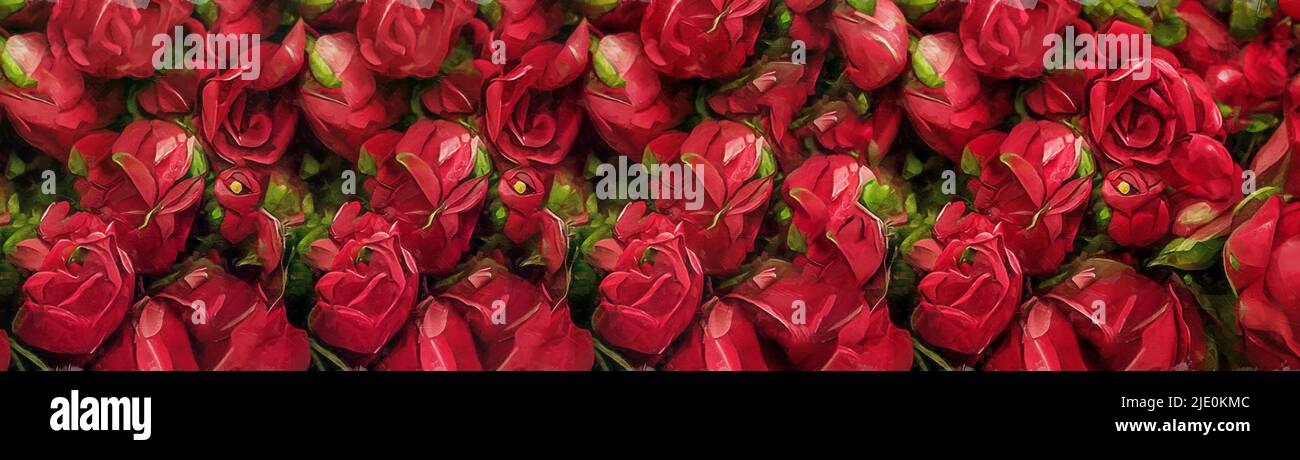 Red roses vintage oil paint watercolor style. Valentines day love rose ...