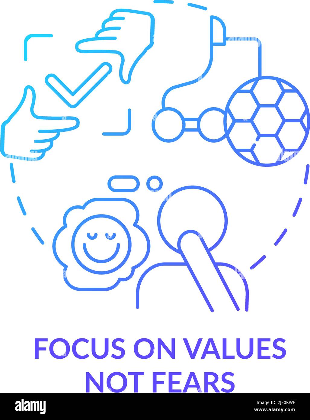 Focus on values not fears blue gradient concept icon Stock Vector Image ...