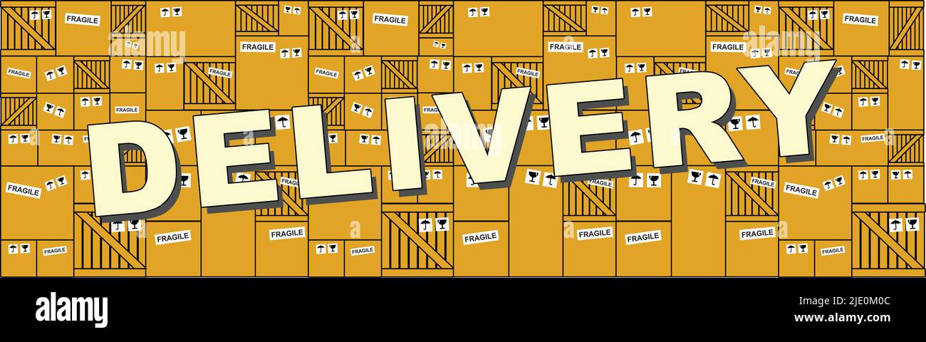 Pattern with boxes and delivery sign in flat style Stock Vector Image ...