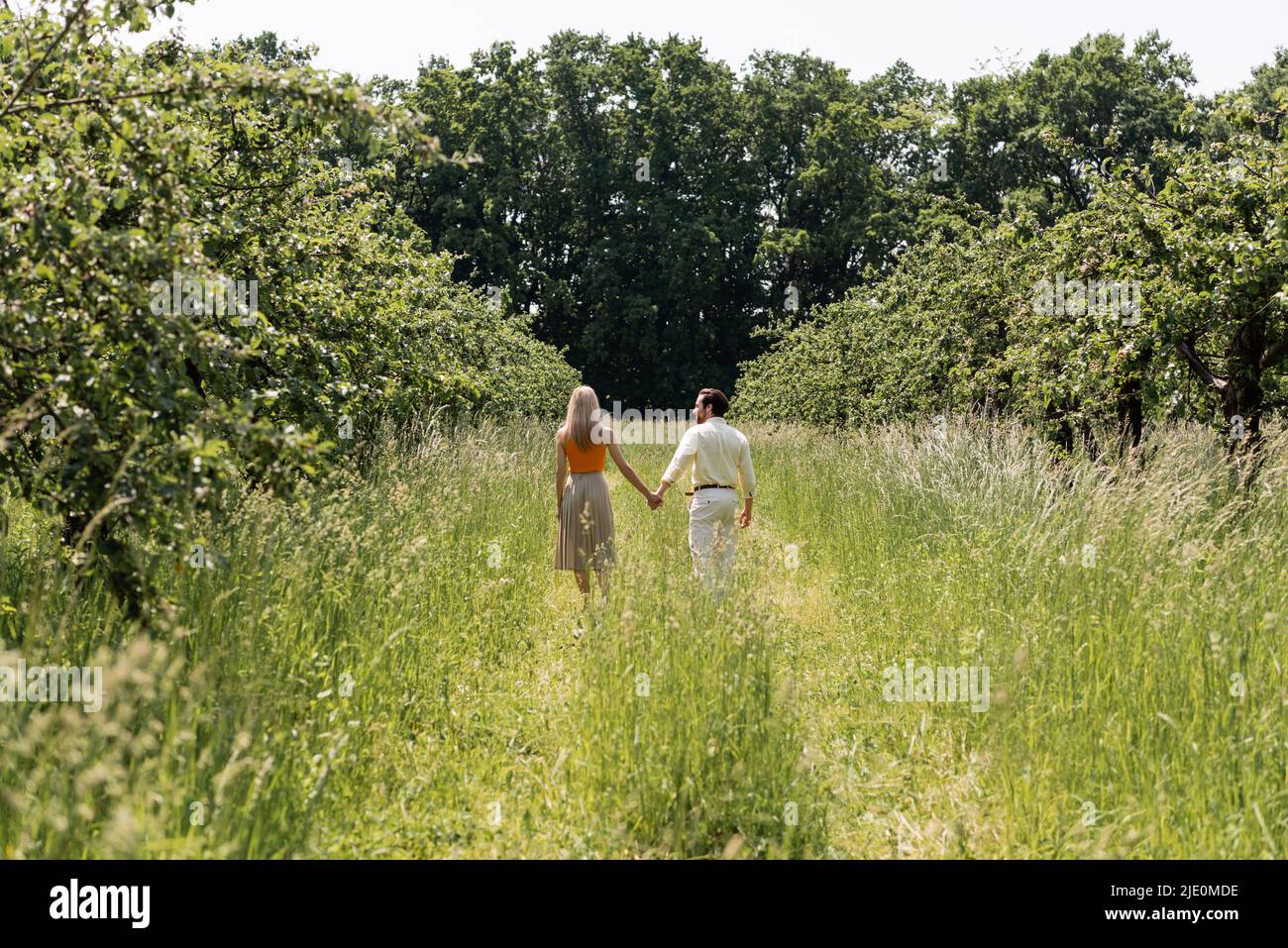 Man walking on meadow with trees hi-res stock photography and images ...