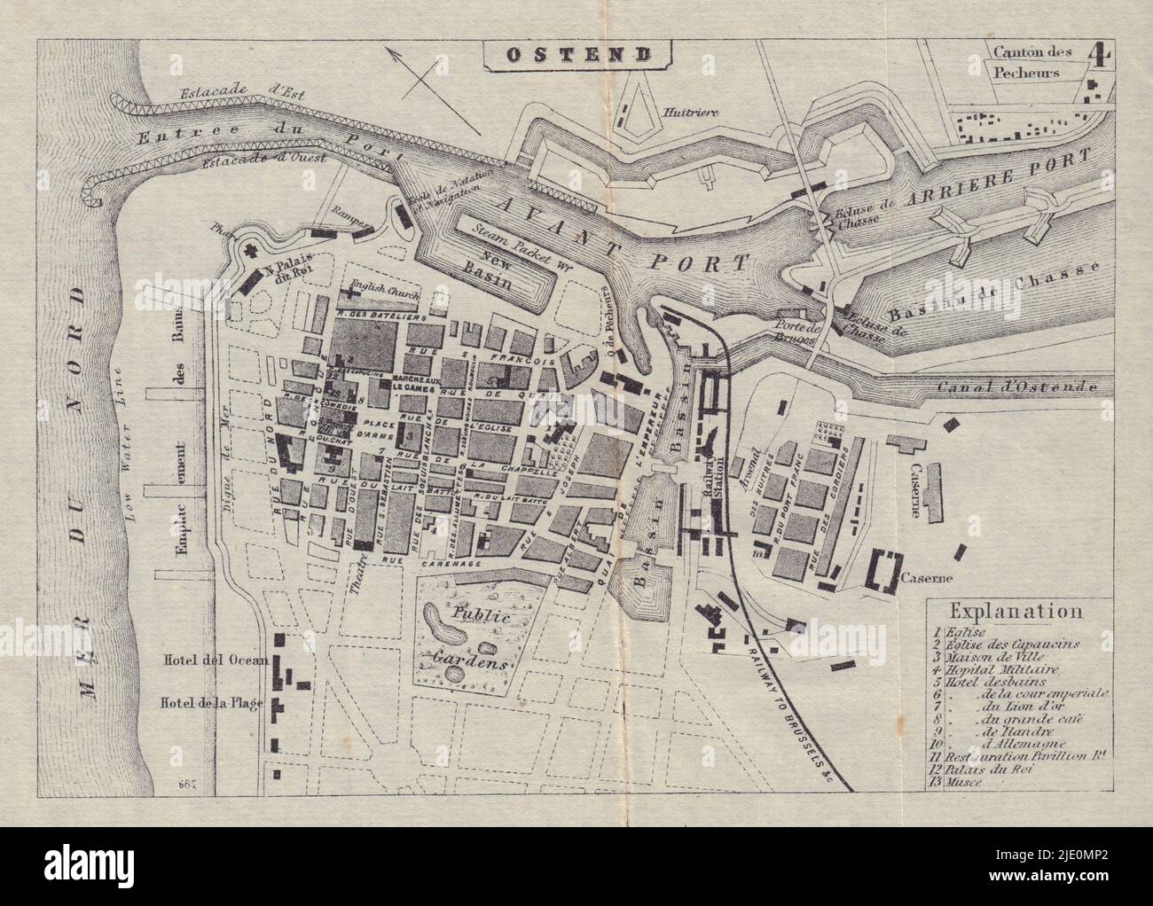 BELGIUM. Ostend. Oostende. town city plan 1882 old antique map chart ...