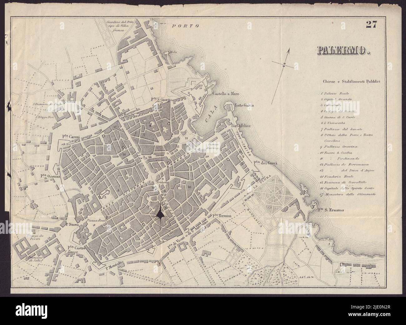 ITALY. Palermo. town city plan 1882 old antique vintage map chart Stock ...