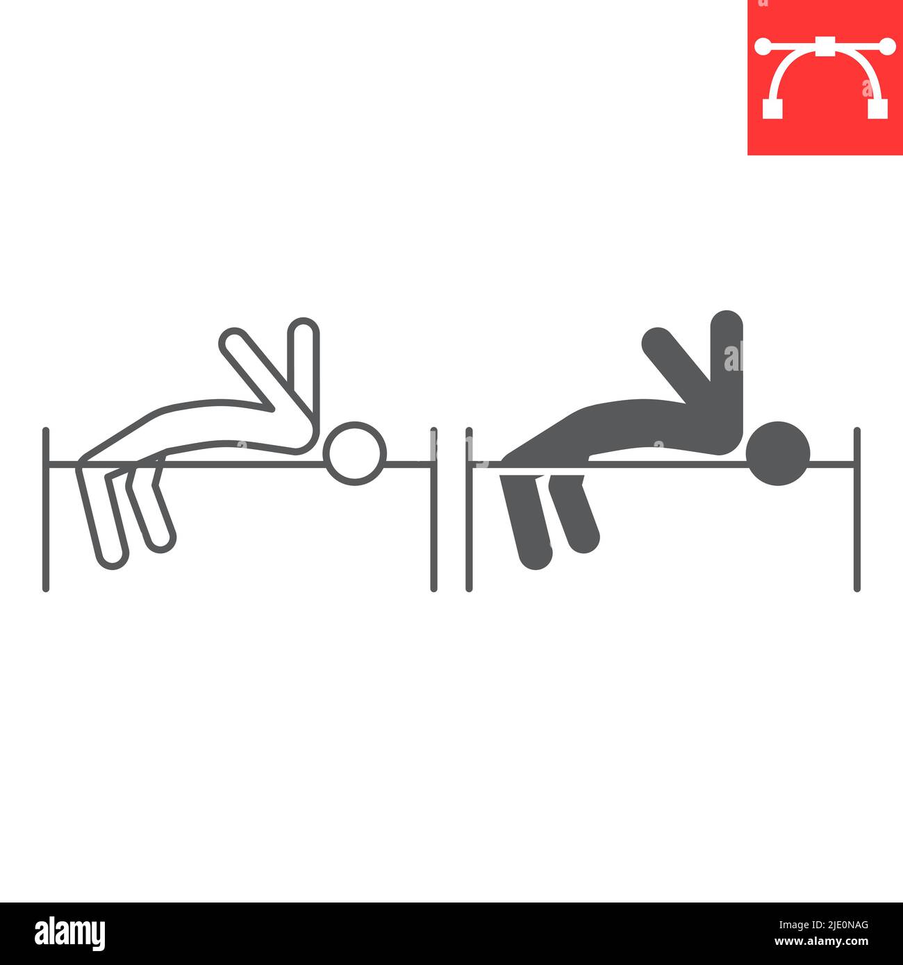 High jump sport line and glyph icon, sport and competition, high jump ...