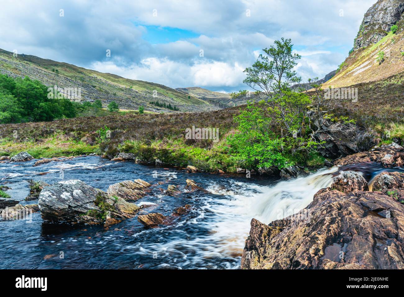 Waterfalls on the Dundonnell River in Wester Ross, NC500, Highlands ...
